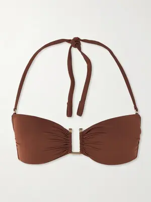 Max Mara Amelia Embellished Bikini Top - Brown