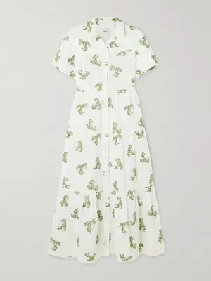 Erdem Embroidered Gathered Cotton Fil Coupé Midi Shirt Dress - Neutrals