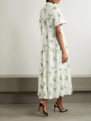 Erdem Embroidered Gathered Cotton Fil Coupé Midi Shirt Dress - Neutrals