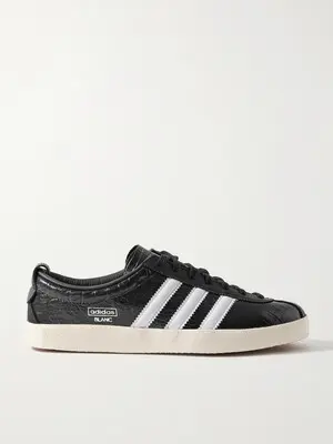 ADIDAS ORIGINALS Blanc Croc-effect Glossed-leather Sneakers - Black