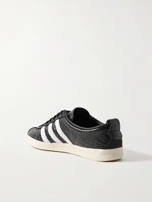 ADIDAS ORIGINALS Blanc Croc-effect Glossed-leather Sneakers - Black