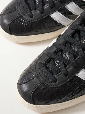 ADIDAS ORIGINALS Blanc Croc-effect Glossed-leather Sneakers - Black