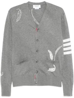 Thom Browne 4-bar Stripe Cardigan - Grey