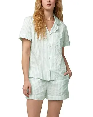 BEDHEAD PAJAMAS Bedhead Striped Short Sleeve Boxer Pajama Set - Mint D Stripe