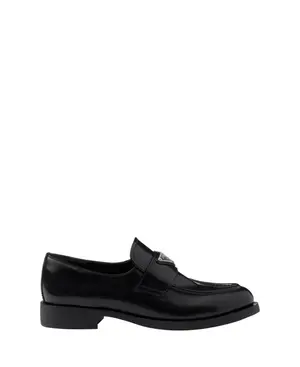 Prada Brushed Leather Loafers - Black/silver