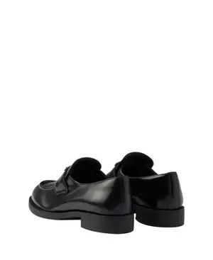 Prada Brushed Leather Loafers - Black/silver