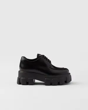 Prada Monolith Brushed Leather Lace-up Shoes