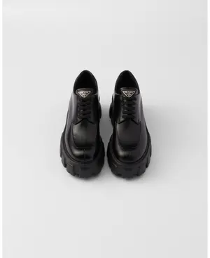 Prada Monolith Brushed Leather Lace-up Shoes