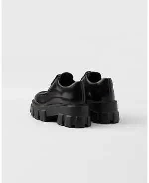 Prada Monolith Brushed Leather Lace-up Shoes