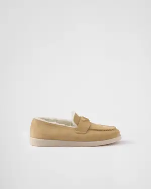 Prada Suede And Shearling Loafers