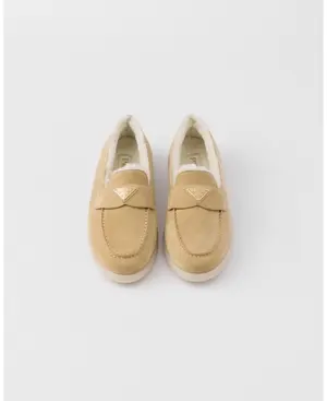 Prada Suede And Shearling Loafers