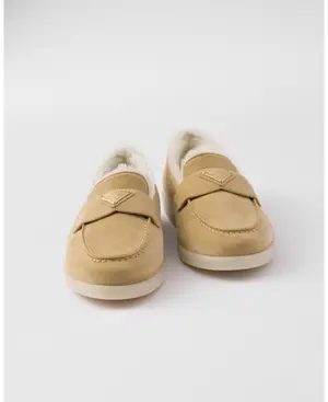 Prada Suede And Shearling Loafers