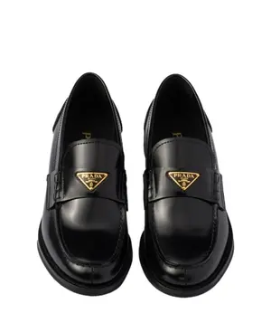 Prada Brushed Leather Loafers - Black