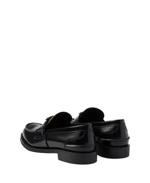 Prada Brushed Leather Loafers - Black