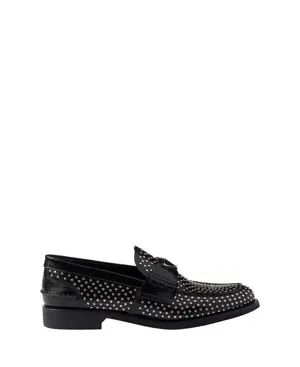 Prada Studded Brushed Leather Loafers