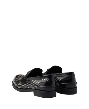 Prada Studded Brushed Leather Loafers