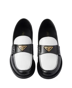 Prada Two-tone Brushed Leather Loafers - Black