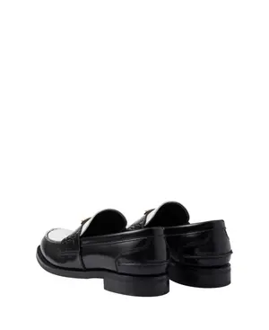 Prada Two-tone Brushed Leather Loafers - Black
