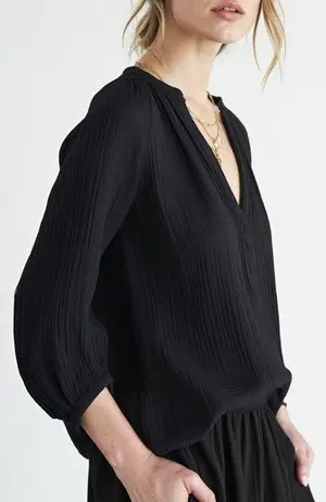 OCEAN+MAIN Gauze Shirt - Black