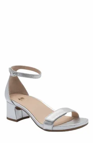 ABEO Avenue Ankle Strap Heels - Silver Leather - Regular