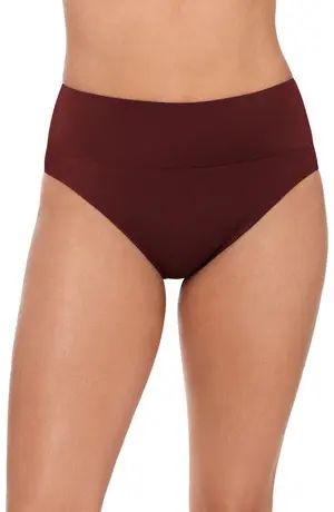 S3 APPAREL Ultra High Waist Banded Bikini Bottom - Sangria