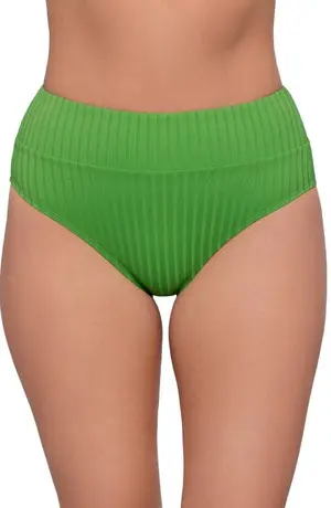 S3 APPAREL Ribbed High Waist Bikini Bottom - Serpentine