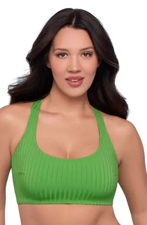 S3 APPAREL Ribbed Scoopneck Crossback Bralette Swim Top - Serpentine