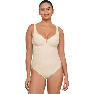 S3 APPAREL Textured Underwire One-piece Swimsuit - Pearl