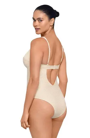 S3 APPAREL Textured Underwire One-piece Swimsuit - Pearl