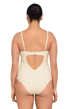 S3 APPAREL Textured Underwire One-piece Swimsuit - Pearl