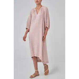 OCEAN+MAIN Gauze A-line Dress With Pockets - Shell Pink