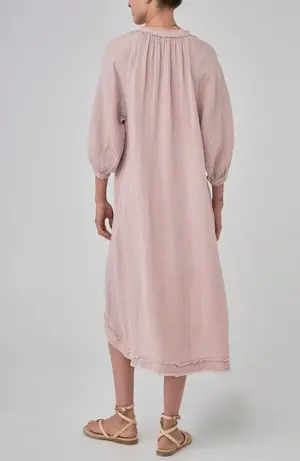 OCEAN+MAIN Gauze A-line Dress With Pockets - Shell Pink