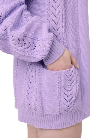 FLORENCE BY MILLS Pointelle Stitch Cardigan - Millie Lavender