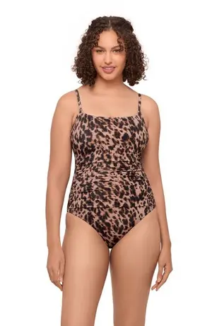 S3 APPAREL Classic Shirred Front One-piece Swimsuit - Dolce Leopard