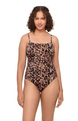 S3 APPAREL Classic Shirred Front One-piece Swimsuit - Dolce Leopard