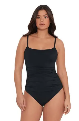 S3 APPAREL Classic Shirred Front One Piece Swimsuit - Onyx Black