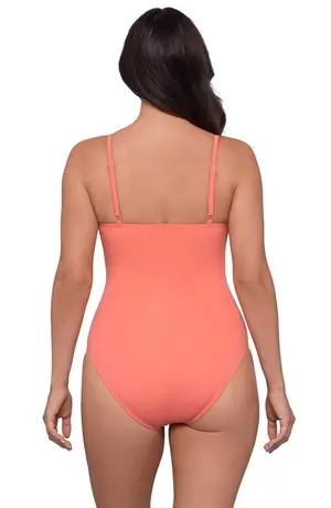 S3 APPAREL Classic Shirred Front One Piece Swimsuit - Watermelon