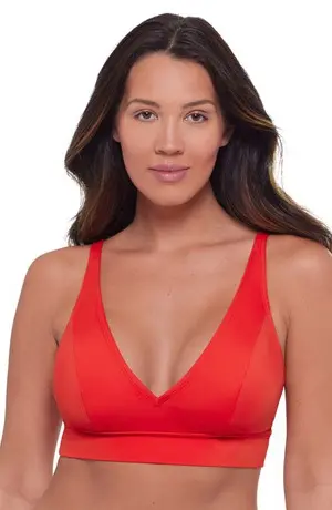 S3 APPAREL Banded Plunge V-neck Bikini Top - Scarlet