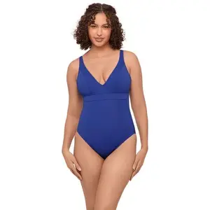 S3 APPAREL Plunge V-neck One-piece Swimsuit - Indigo
