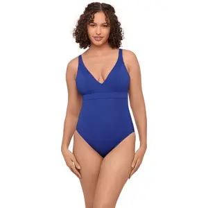 S3 APPAREL Plunge V-neck One-piece Swimsuit - Indigo