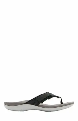 ABEO Oasis Sport Flip Flop With Water-resistant Leather Uppers And Adjustable Strap - Black - Regular