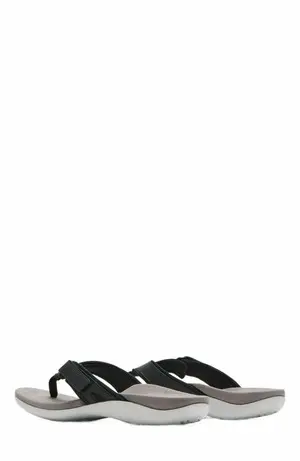 ABEO Oasis Sport Flip Flop With Water-resistant Leather Uppers And Adjustable Strap - Black - Regular