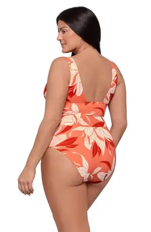 S3 APPAREL Cinched One-piece Swimsuit - Water Lilies Watermelon