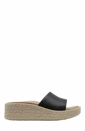 ABEO Solstice Slide Flatform Sandal - Black Leather