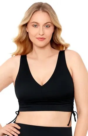 S3 APPAREL Cinched Adjustable Midkini Top - Onyx Black