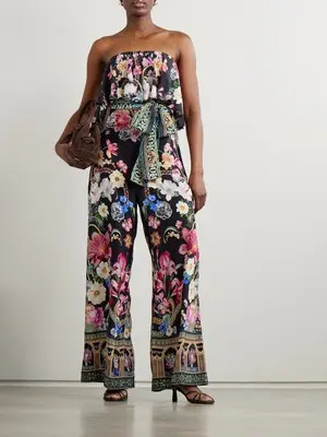 Camilla Strapless Printed Silk Jumpsuit