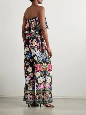 Camilla Strapless Printed Silk Jumpsuit