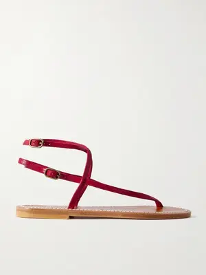 K.JACQUES Abako Lizard-effect Leather Sandals - Red