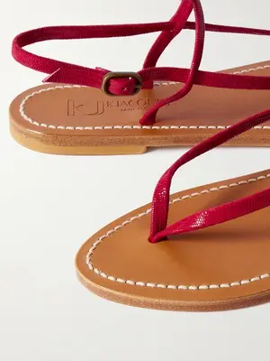 K.JACQUES Abako Lizard-effect Leather Sandals - Red