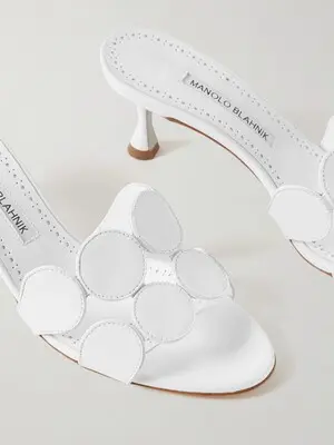 Manolo Blahnik Haribalmu 50 Leather Mules - White